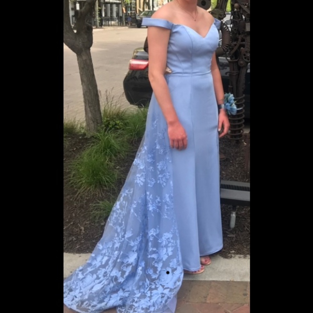 Prom Dress. Long Azure Blue Formal - Gem
